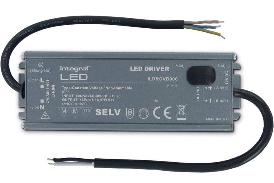 Integral LED IP65 97W Constant Voltage LED Driver, 100-240VAC to 12VDC ...
